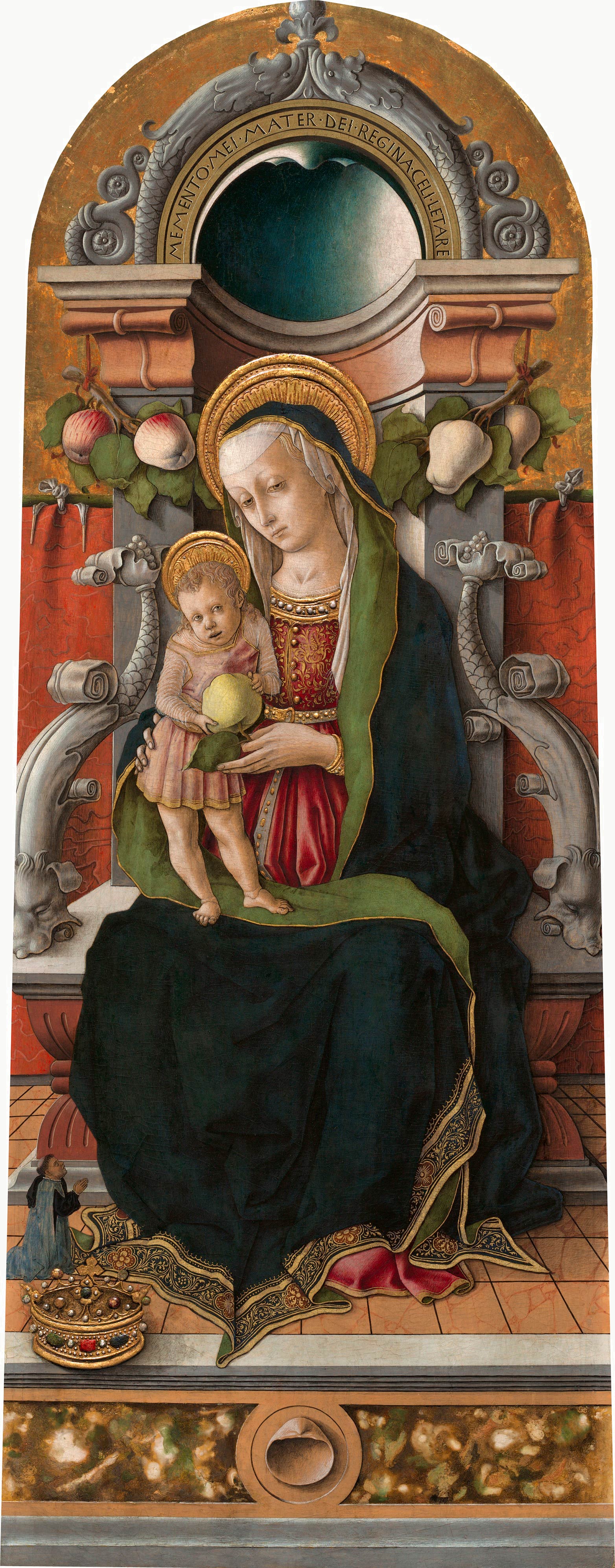 The Virgin and Child Enthroned w/Donor, 1470, Carlo Crivelli of Venice | Madonna and child, Art ...